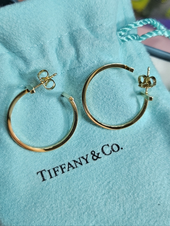 Tiffany & Co. | Jewelry | Tiffany Co 8k Gold T Hoop Earring | Poshmark